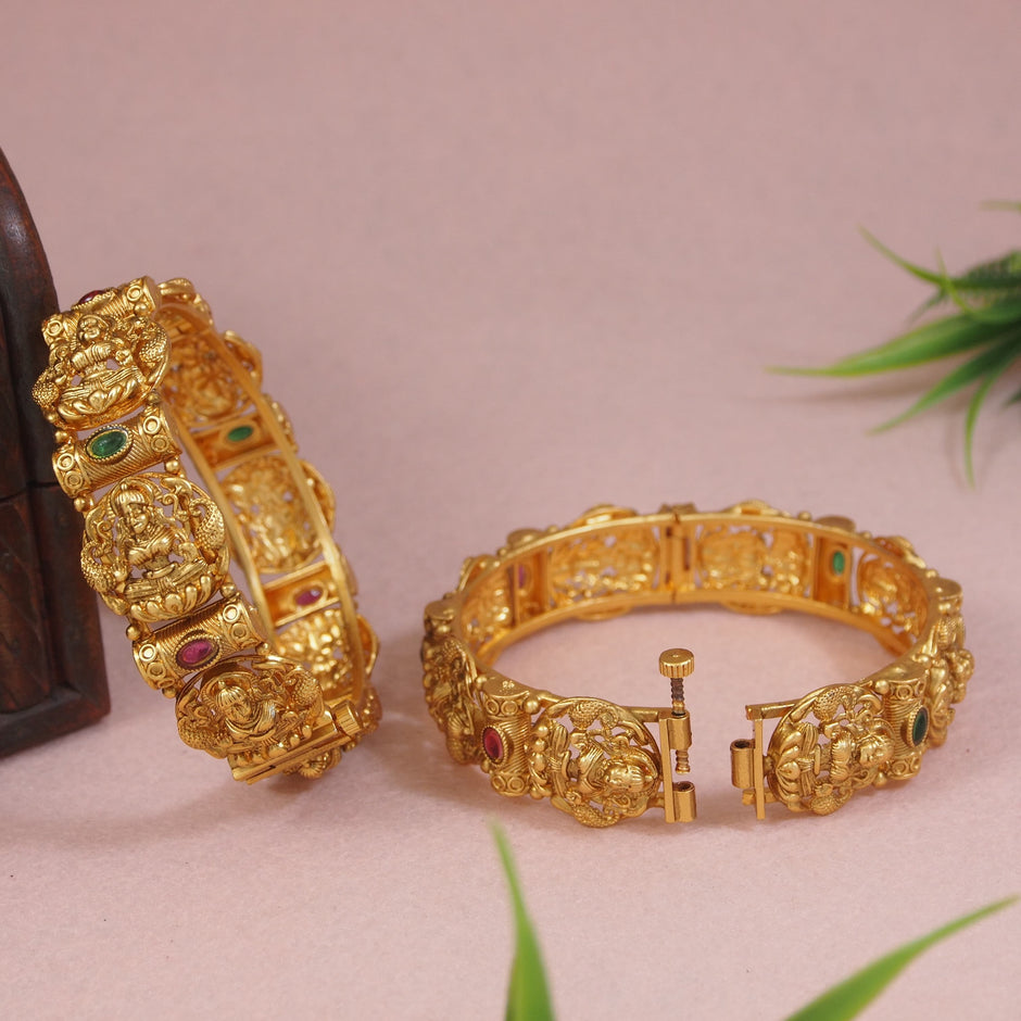 Laxmi Temple Matte Finish Bangle Set (Pack of 4) (Copy)